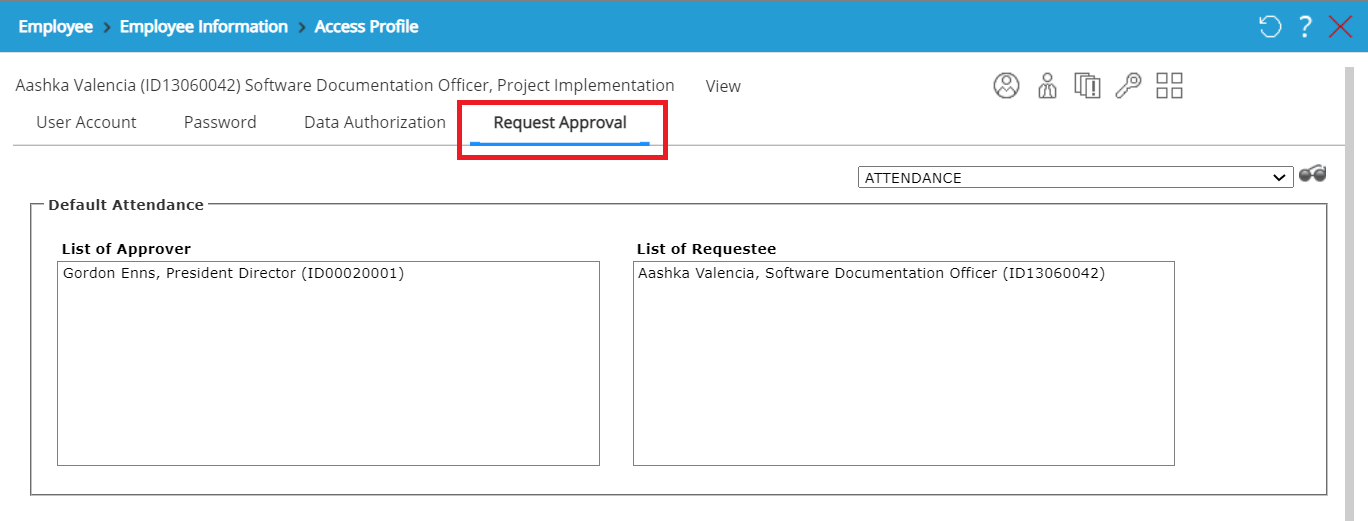 Request Approval Tab